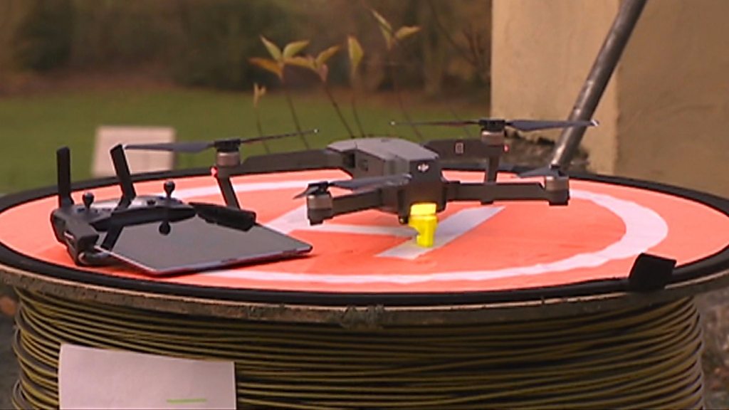 Cable-laying drone wires up remote Welsh village - BBC News