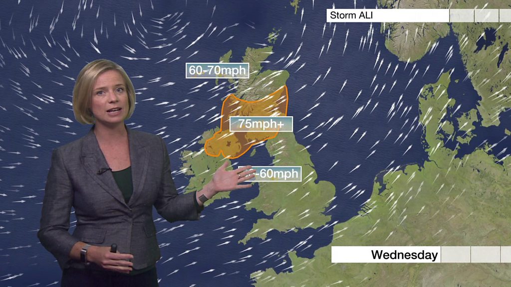Storm Ali approach brings amber weather warning - BBC News