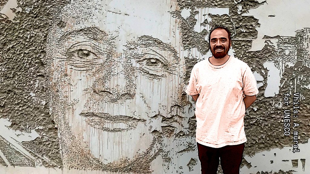 In the Studio - Vhils: Crafting a mural for UNESCO headquarters - BBC ...