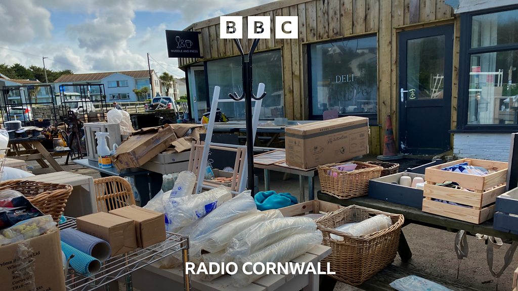 Clearing up in Mawgan Porth after flash floods - BBC Sounds