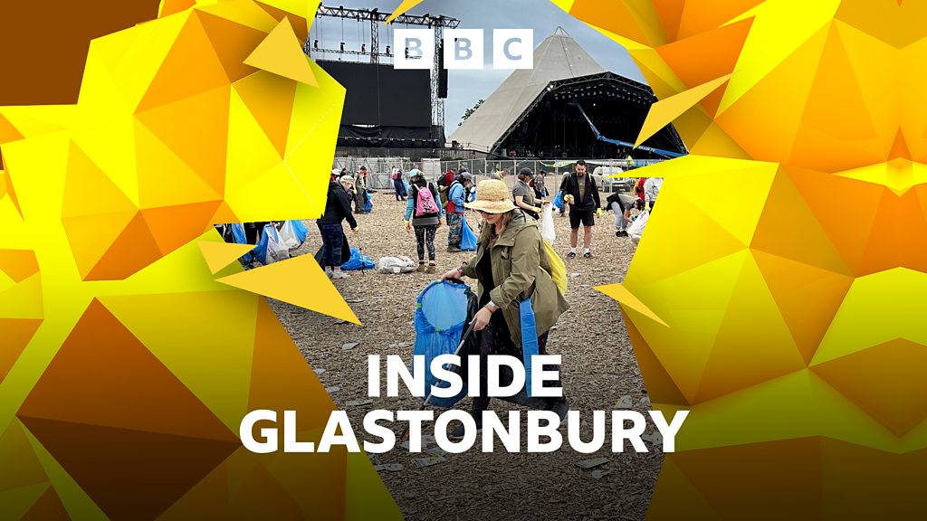 Glastonbury Festival Clean up of litter under way