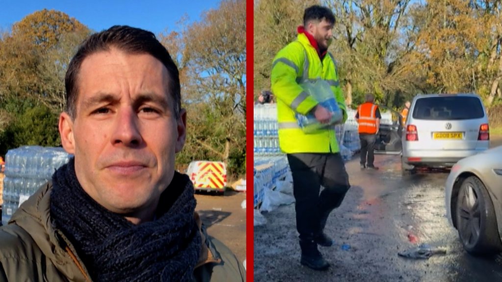 BBC at bottled water collection site as supply crisis enters fifth day