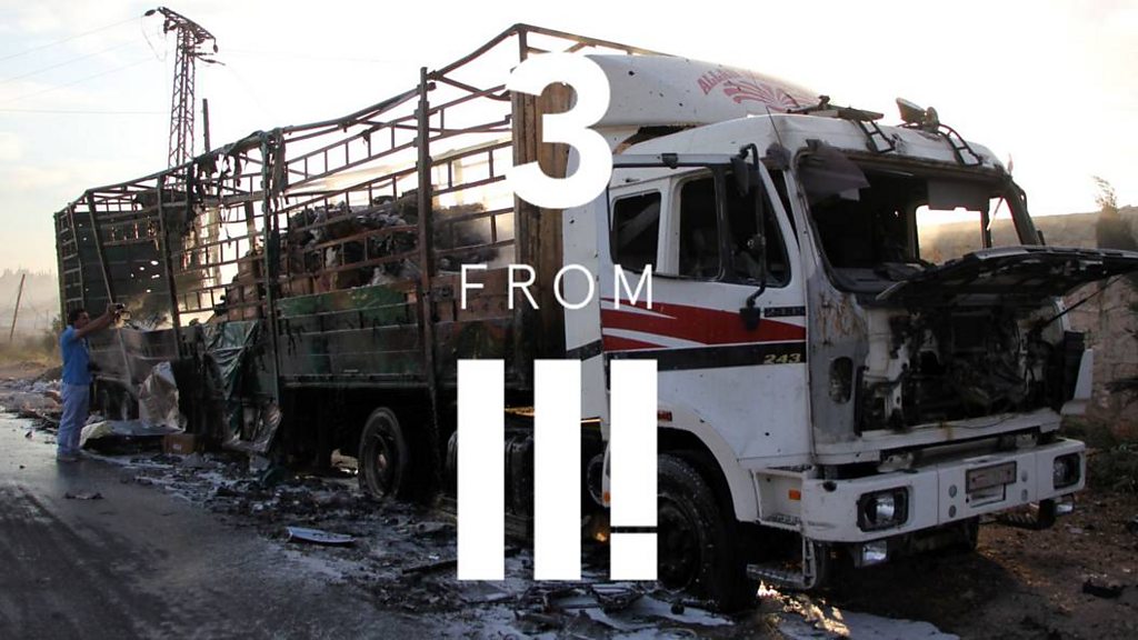 Aid convoy attcked in Syria in Tuesday's 3 from Three - BBC Three