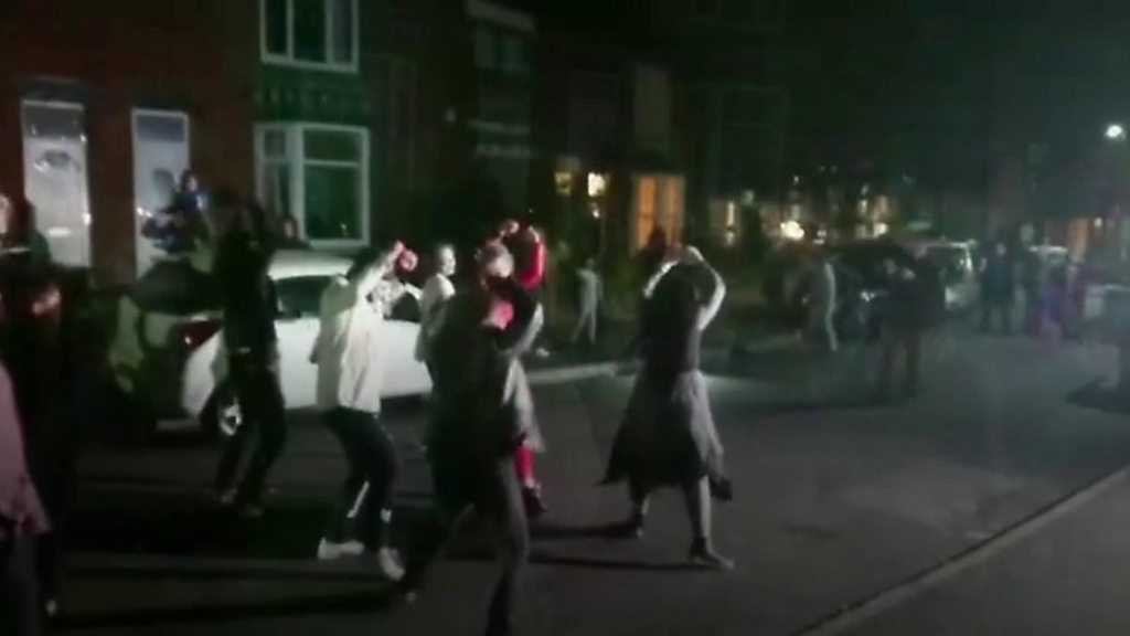 Zombie flash mob perform Thriller - BBC News