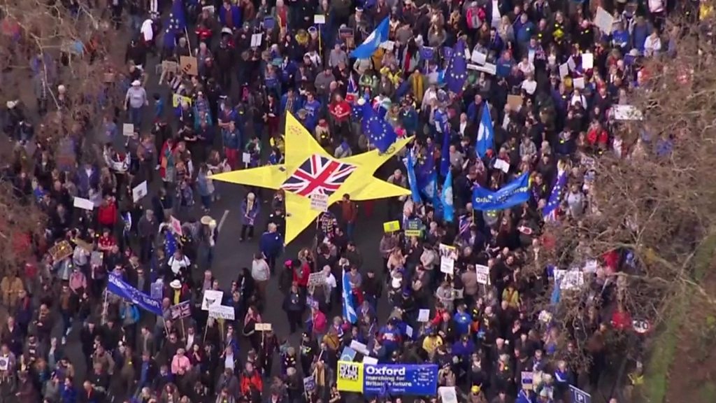 Brexit: Aerial footage of massive People's Vote march - BBC News