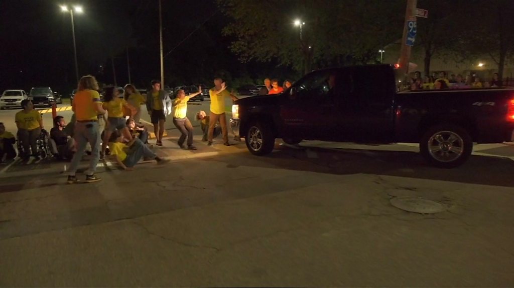 Truck driven into protesters...