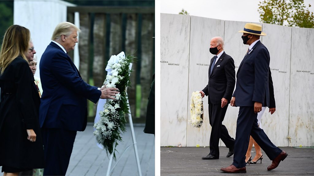 Trump and Biden visit 9/11 memorial - separately