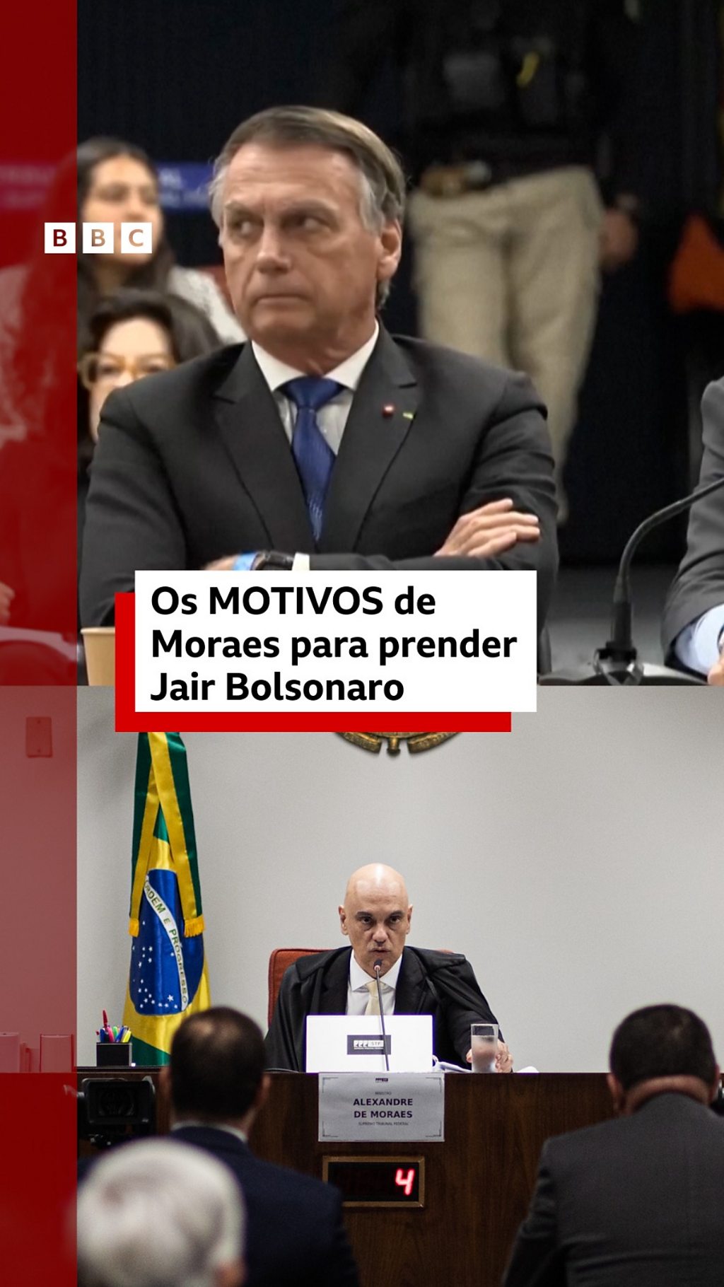 O ministro Alexandre de Moraes, do STF, determinou a prisão domiciliar do ex-presidente após fatos ocorridos em  manifestações em seu apoio.
