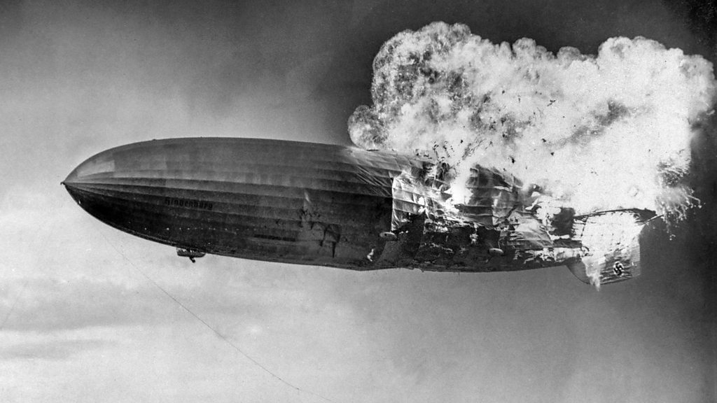 Rare footage of the WW2 Nazi Hindenburg airship crash