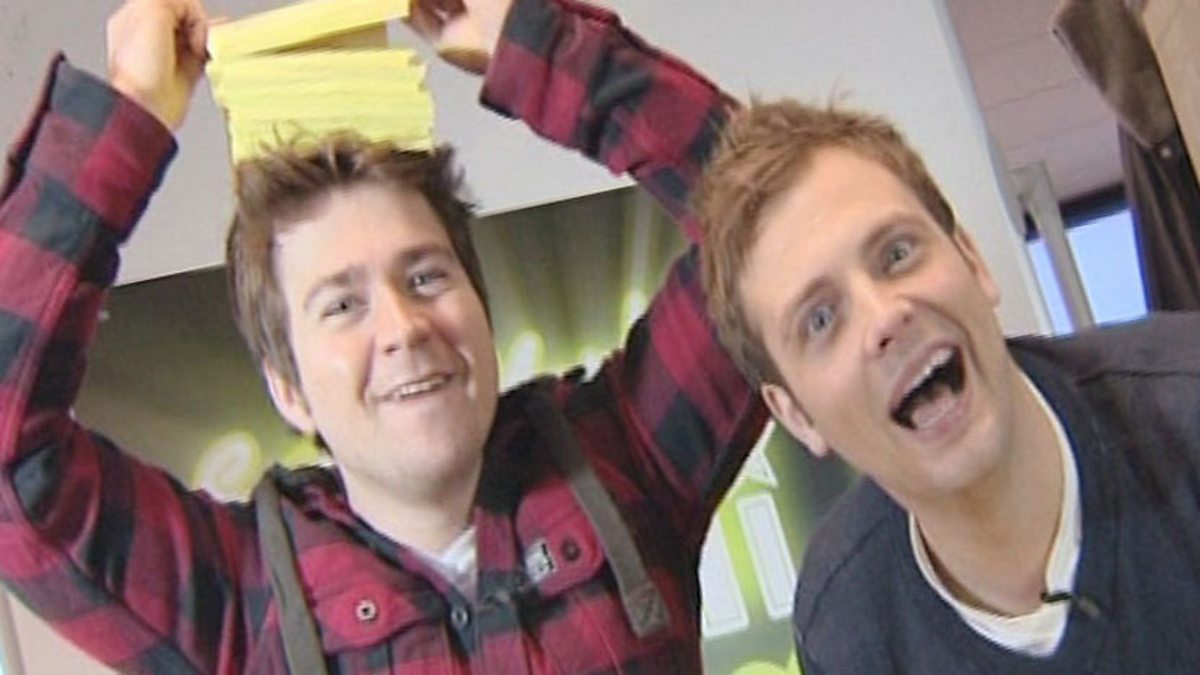 CBBC - Sam & Mark's TMi Friday, Who can balance the most scripts on ...