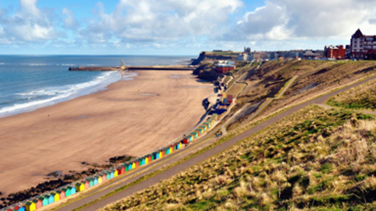 BBC - Whitby beach huts in April sun - North Yorkshire weather picture ...