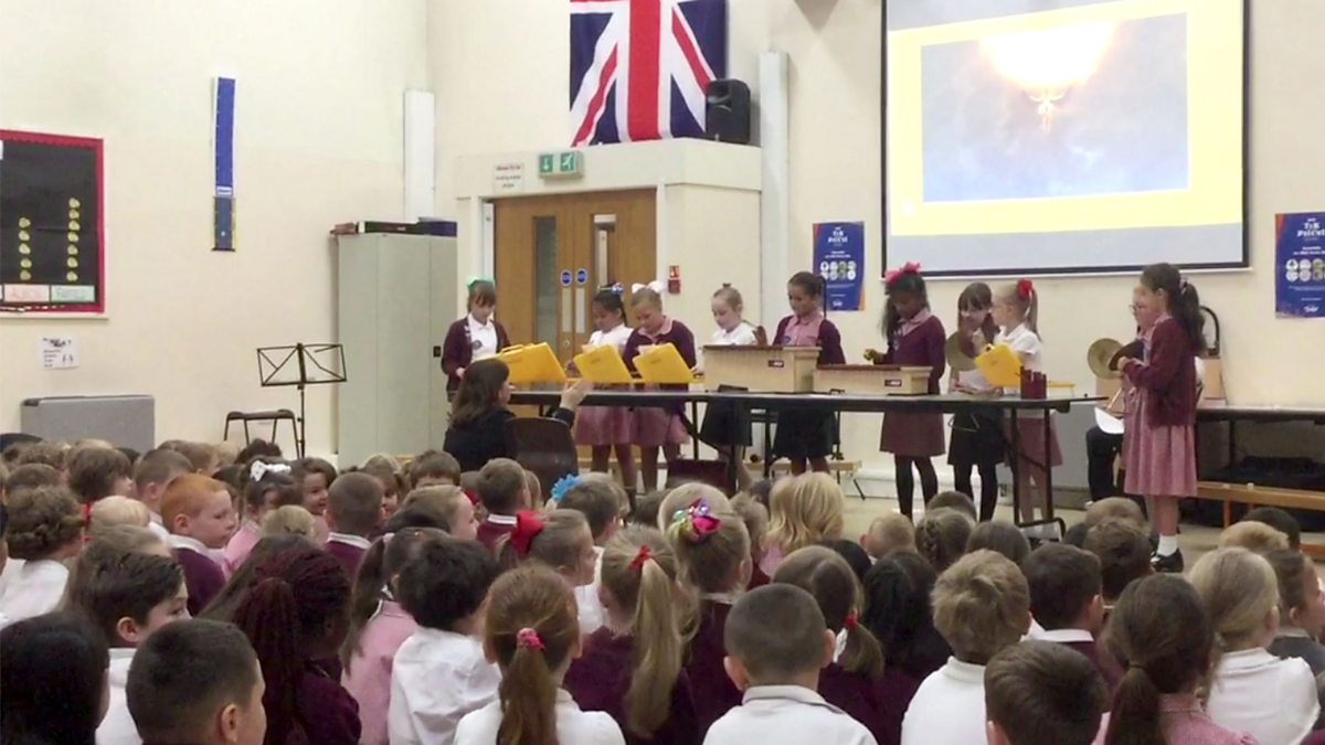 CBBC - Ten Pieces, Firebird fun at Moorside Primary Academy's assembly