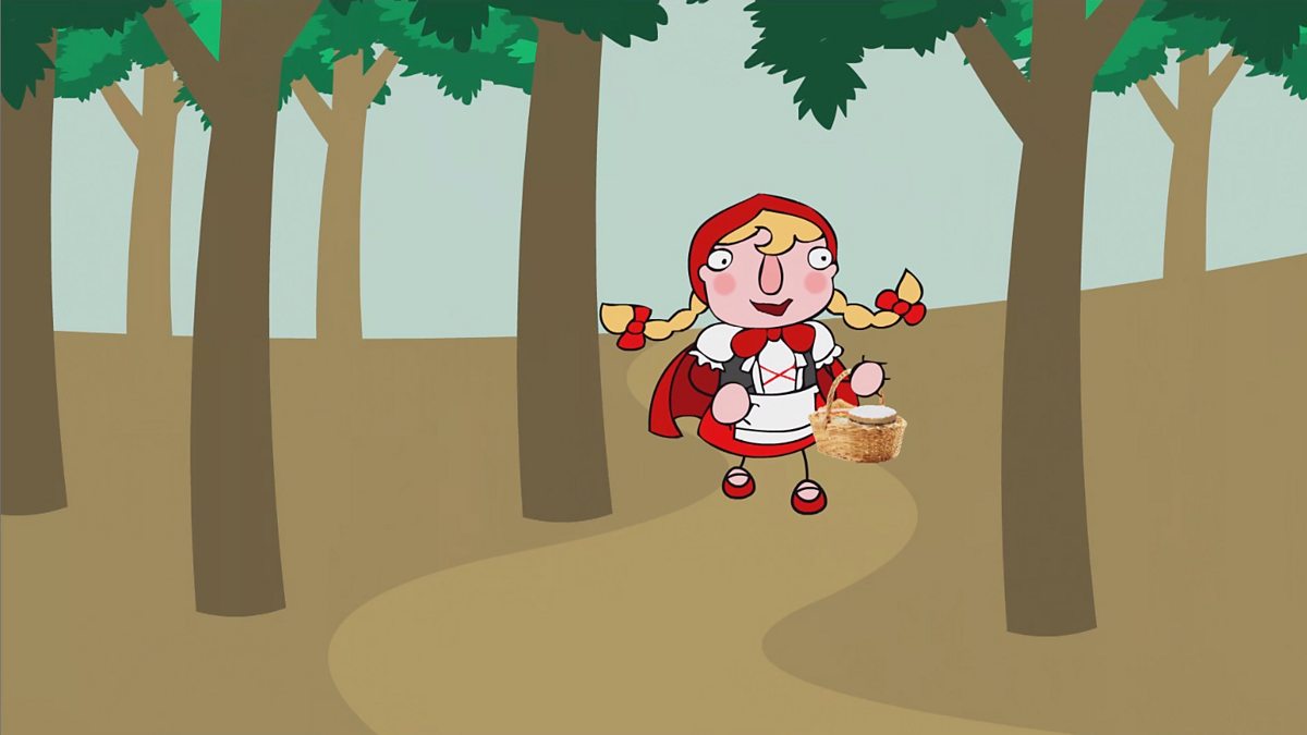 BBC - Learning, Little Red Riding Hood walking through the woods
