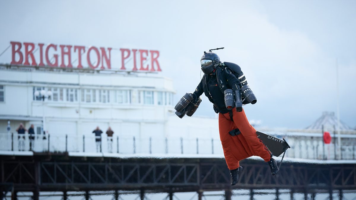 BBC News - In England, Jetman breaks jet suit flying record