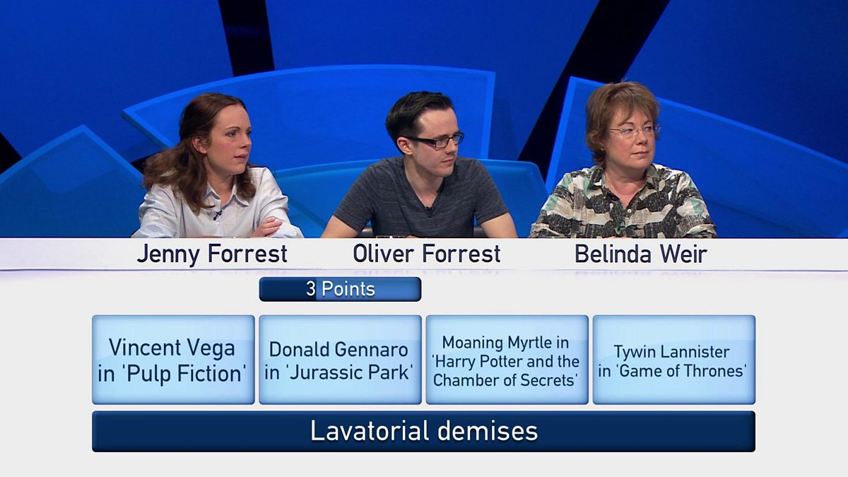 BBC Two - Only Connect, Series 15, Forrests v Choristers, Lavatorial ...