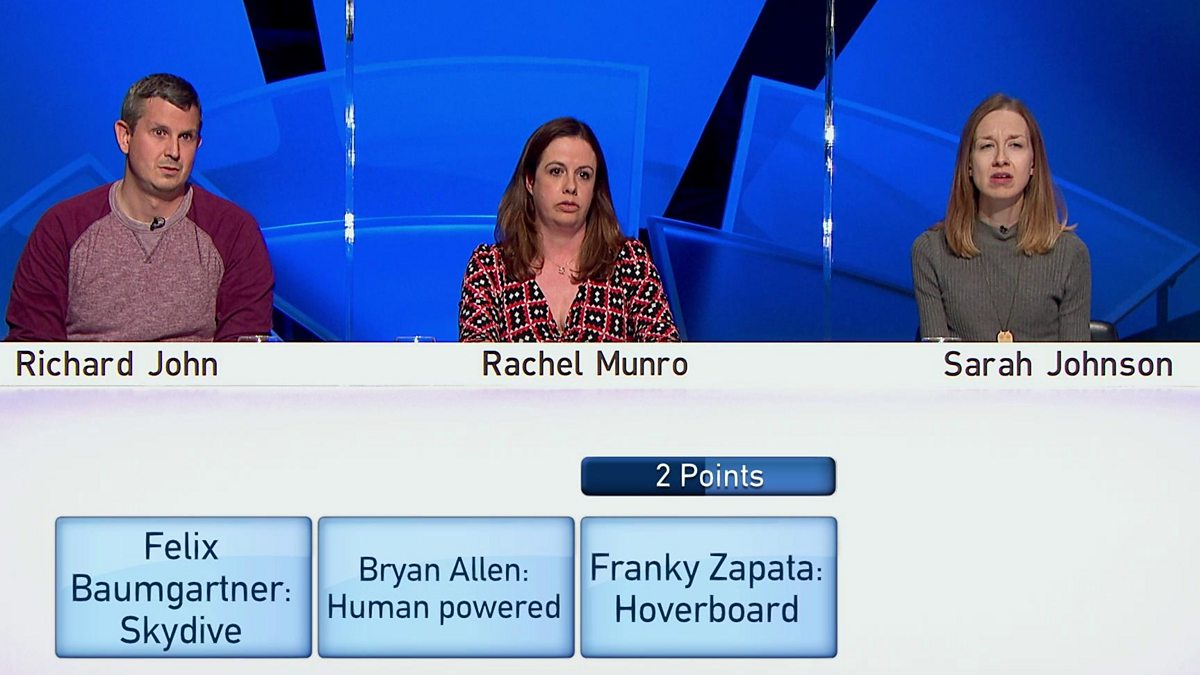 BBC Two - Only Connect, Series 16, Sliders v Puzzle Hunters, Hoverboard ...