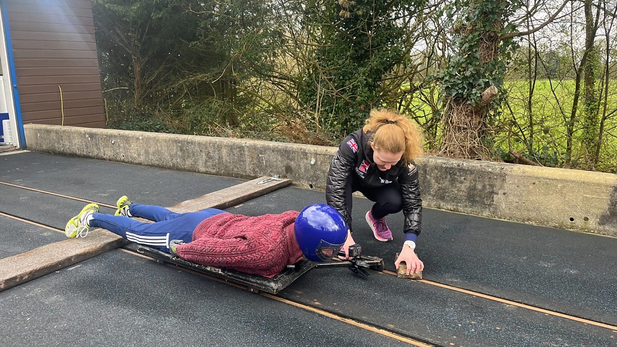 BBC Radio Leicester - Game Night, Giving riding a Skeleton a go!
