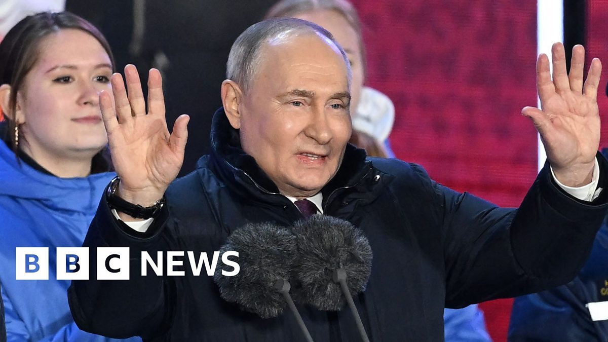 BBC News - Putin Celebrating Win at Moscow Rally