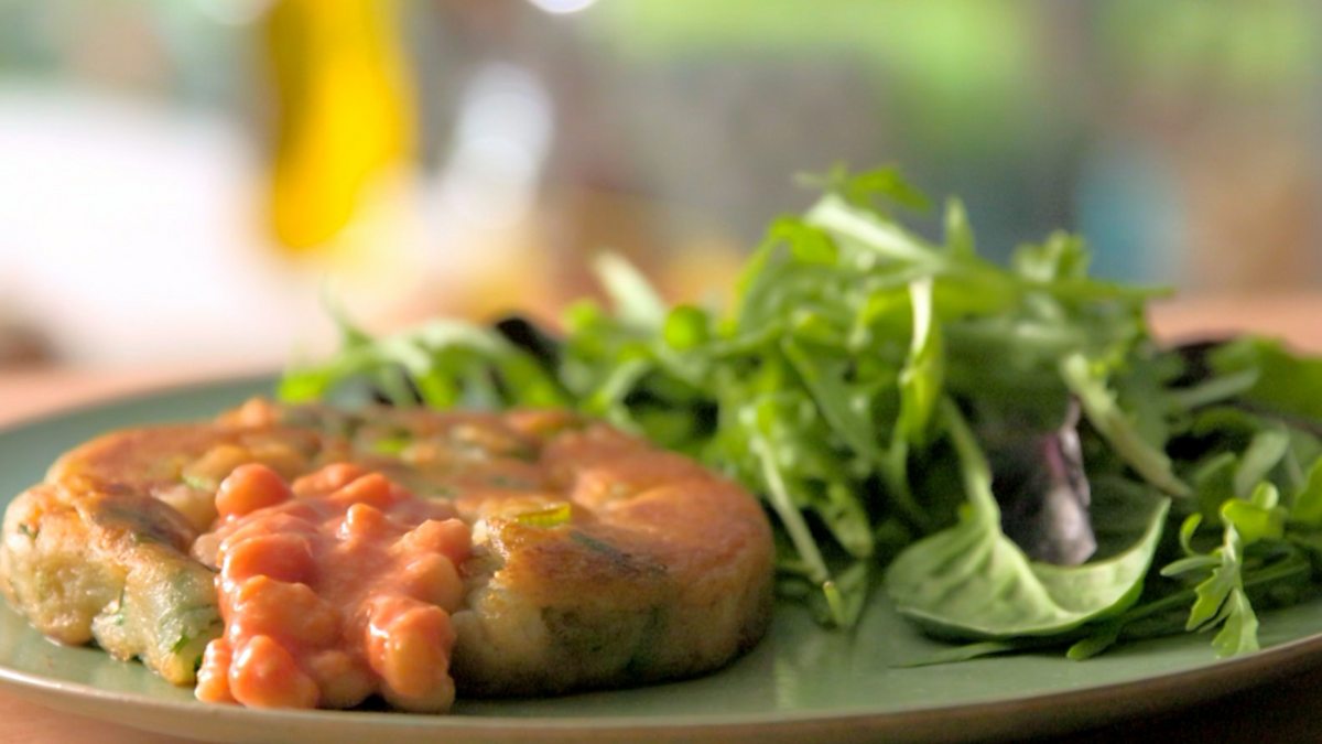 BBC Two - Nadiya's Cook Once Eat Twice, Series 1, Episode 1, Baked bean filled potato cakes