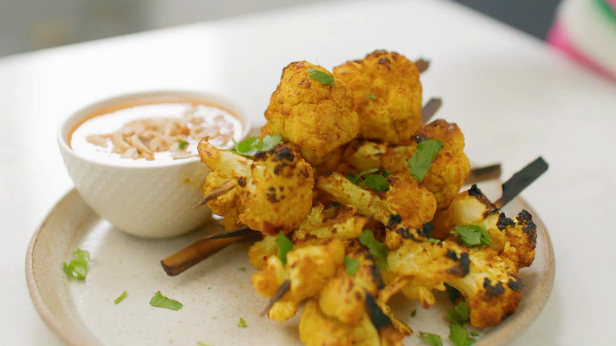 BBC - BBC Food, Charred cauliflower satay skewers