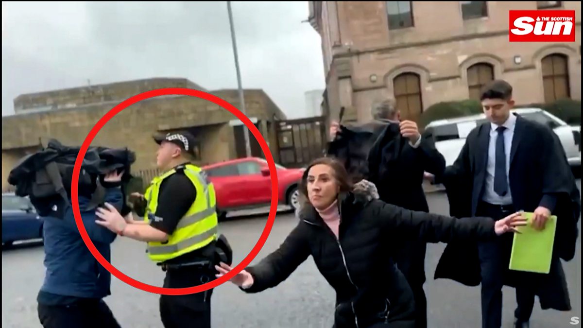 BBC News - Scotland, BBC cameraman pushed by uniformed police officer