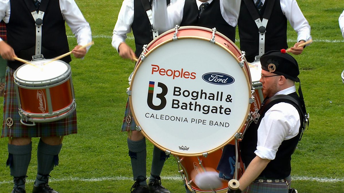 BBC One - World Pipe Band Championships, 2025, Peoples Ford Boghall and Bathgate Caledonia ...