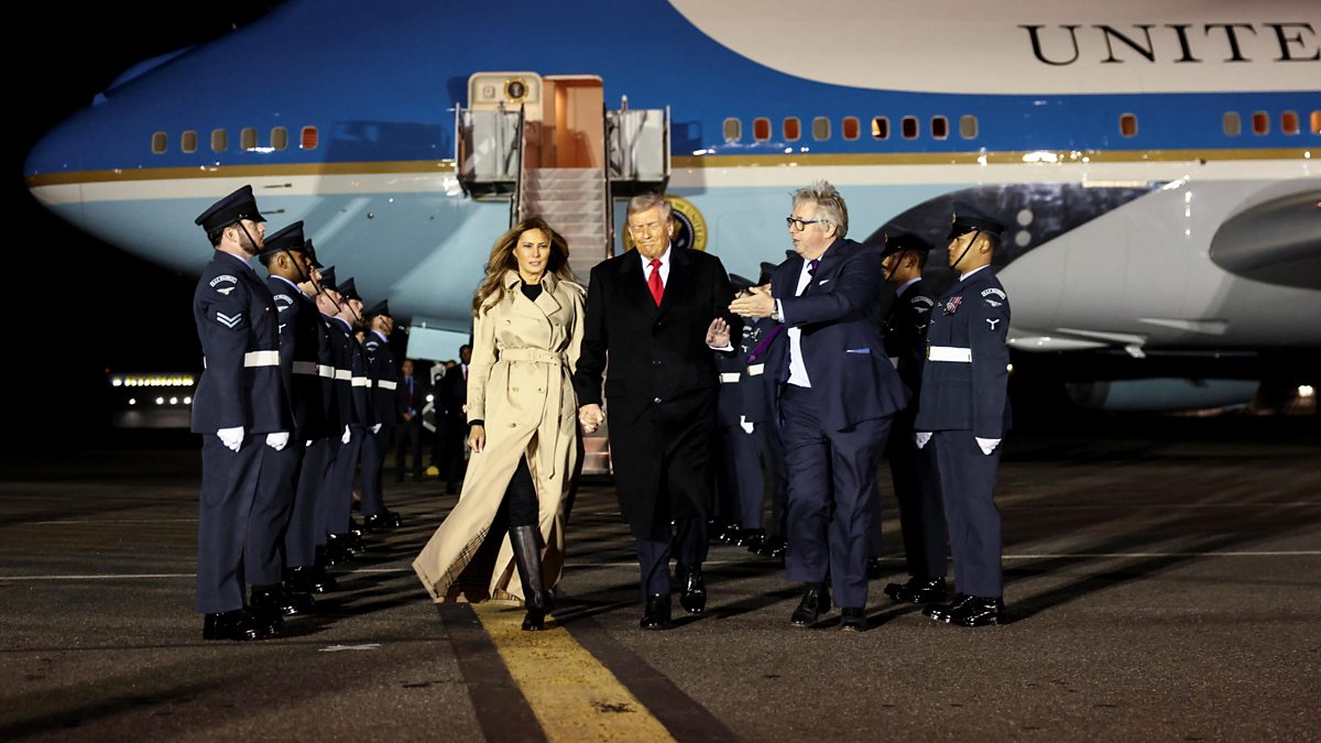BBC News - Trump Arrives In UK For Historic Second State Visit