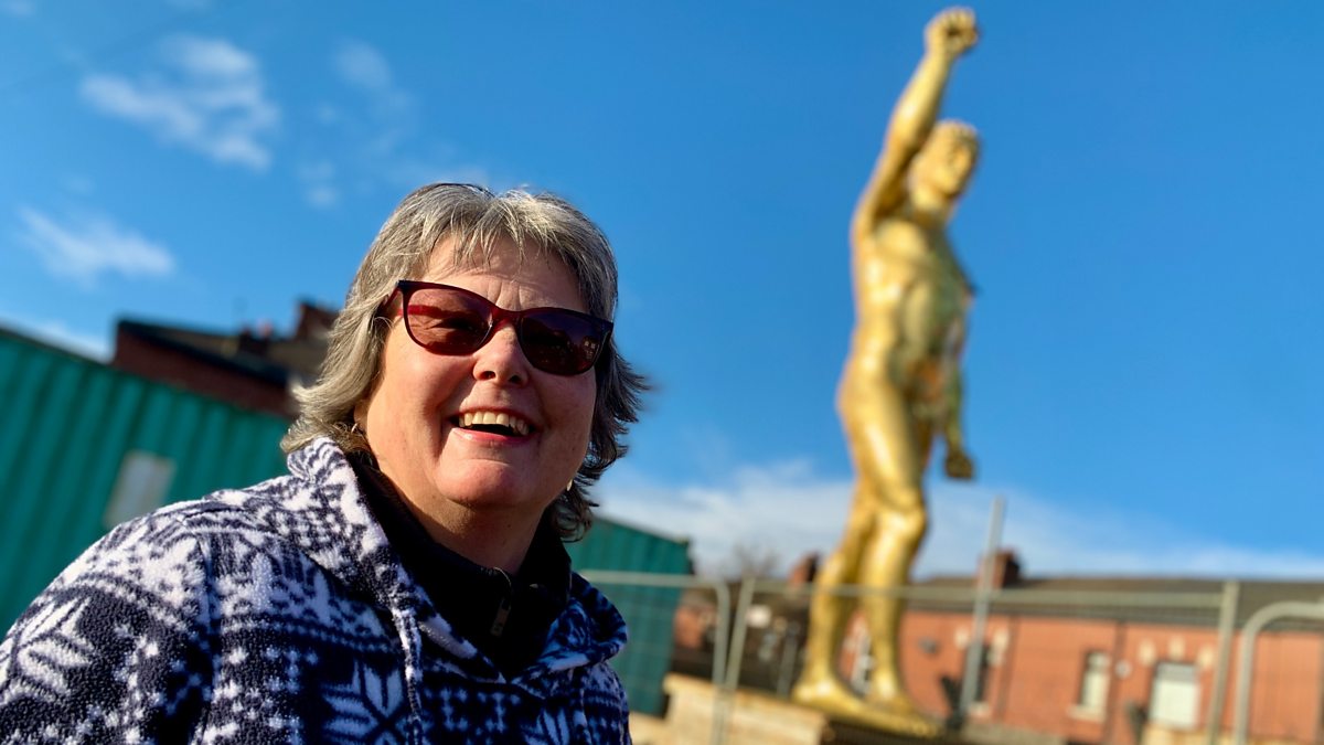 BBC News - Wigan Residents Bring Back Golden Gladiator Statue