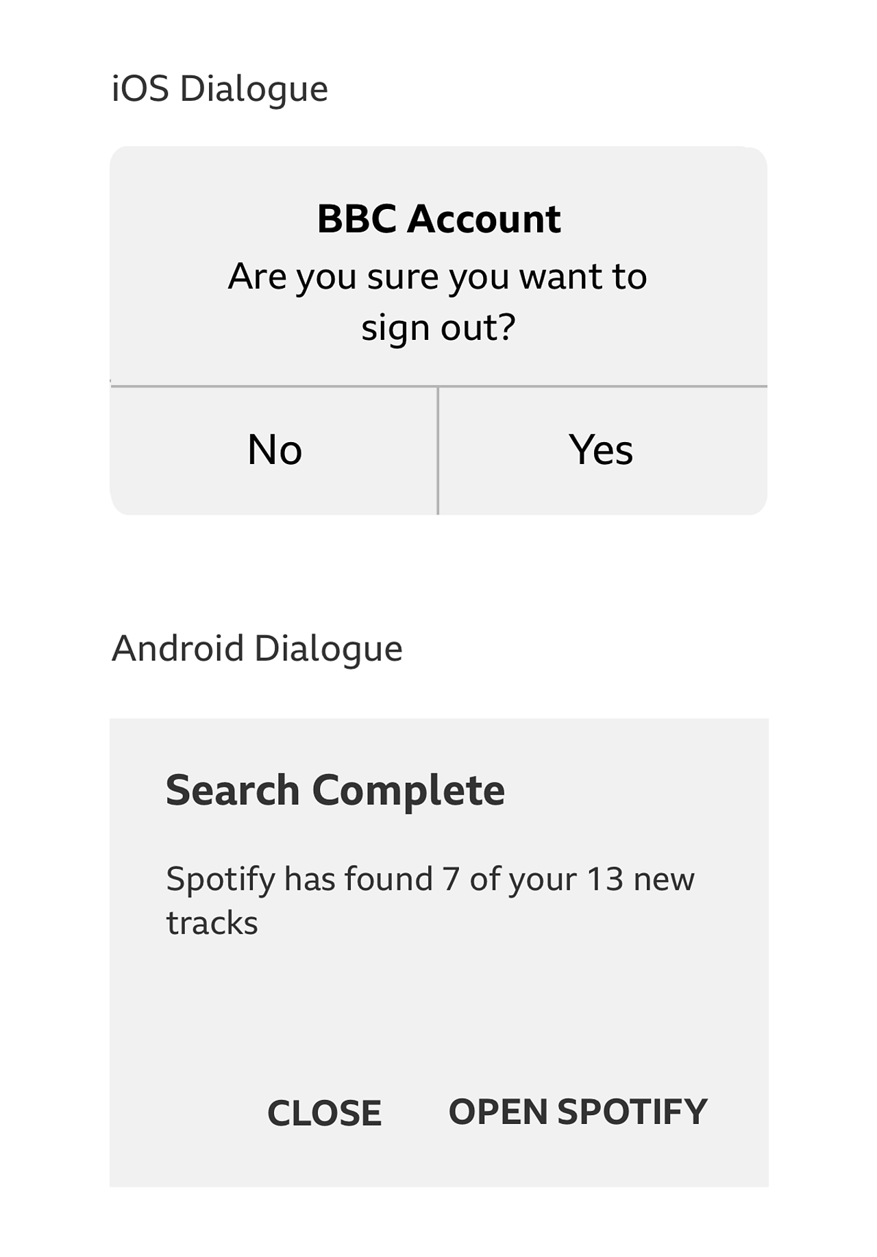 BBC GEL | Confirmation and error messages