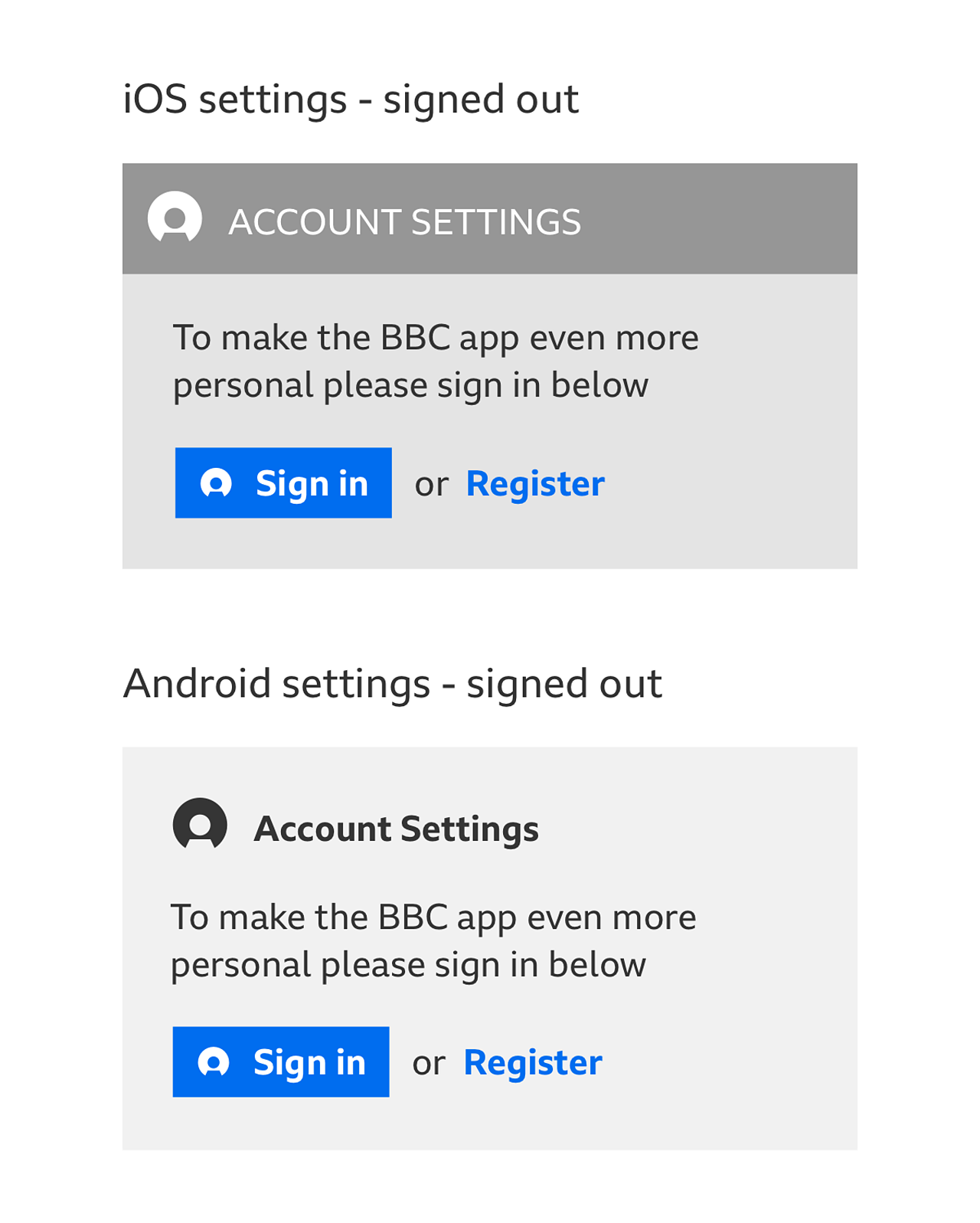 BBC GEL | Account in apps