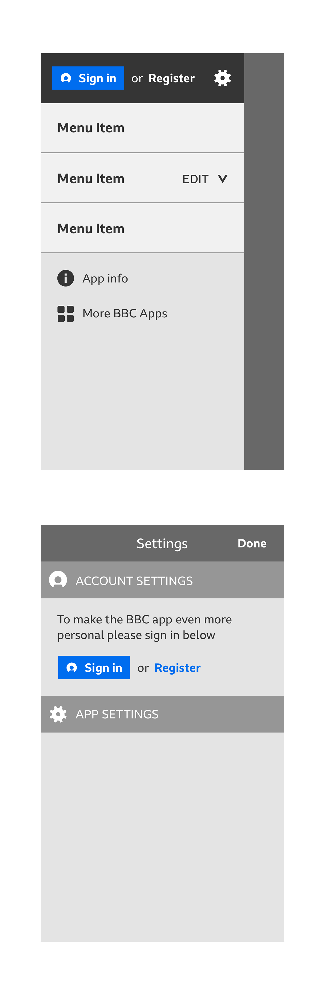 BBC GEL | Account in apps