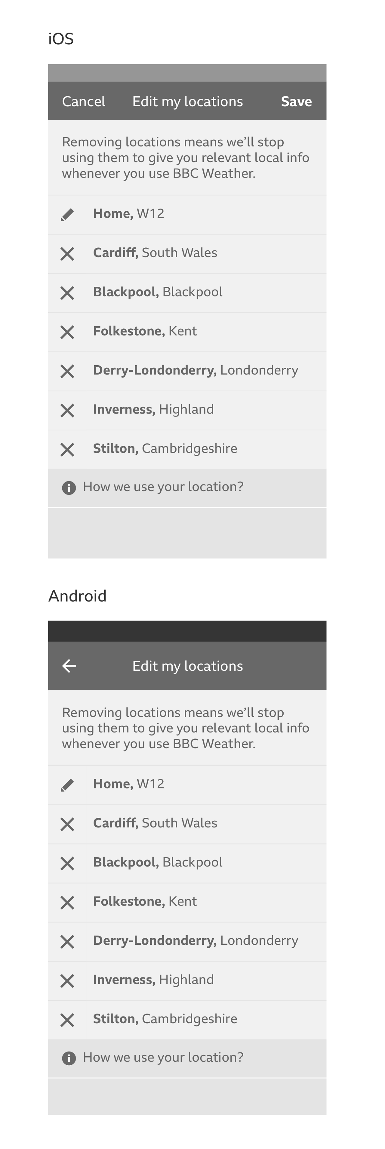 BBC GEL | Location settings