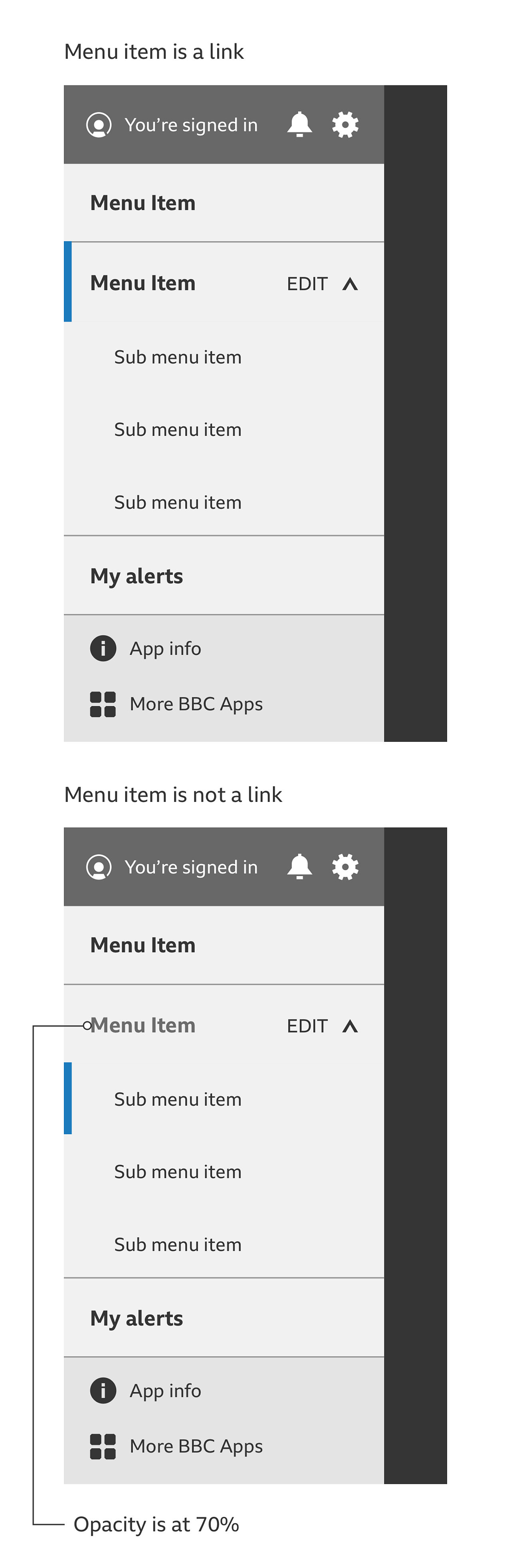 Bbc Gel Side Drawer Menu