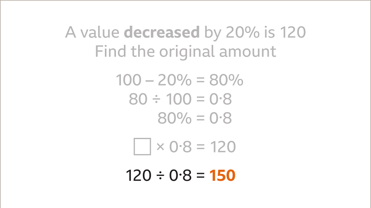How to work out a percentage original value before percentage decrease ...