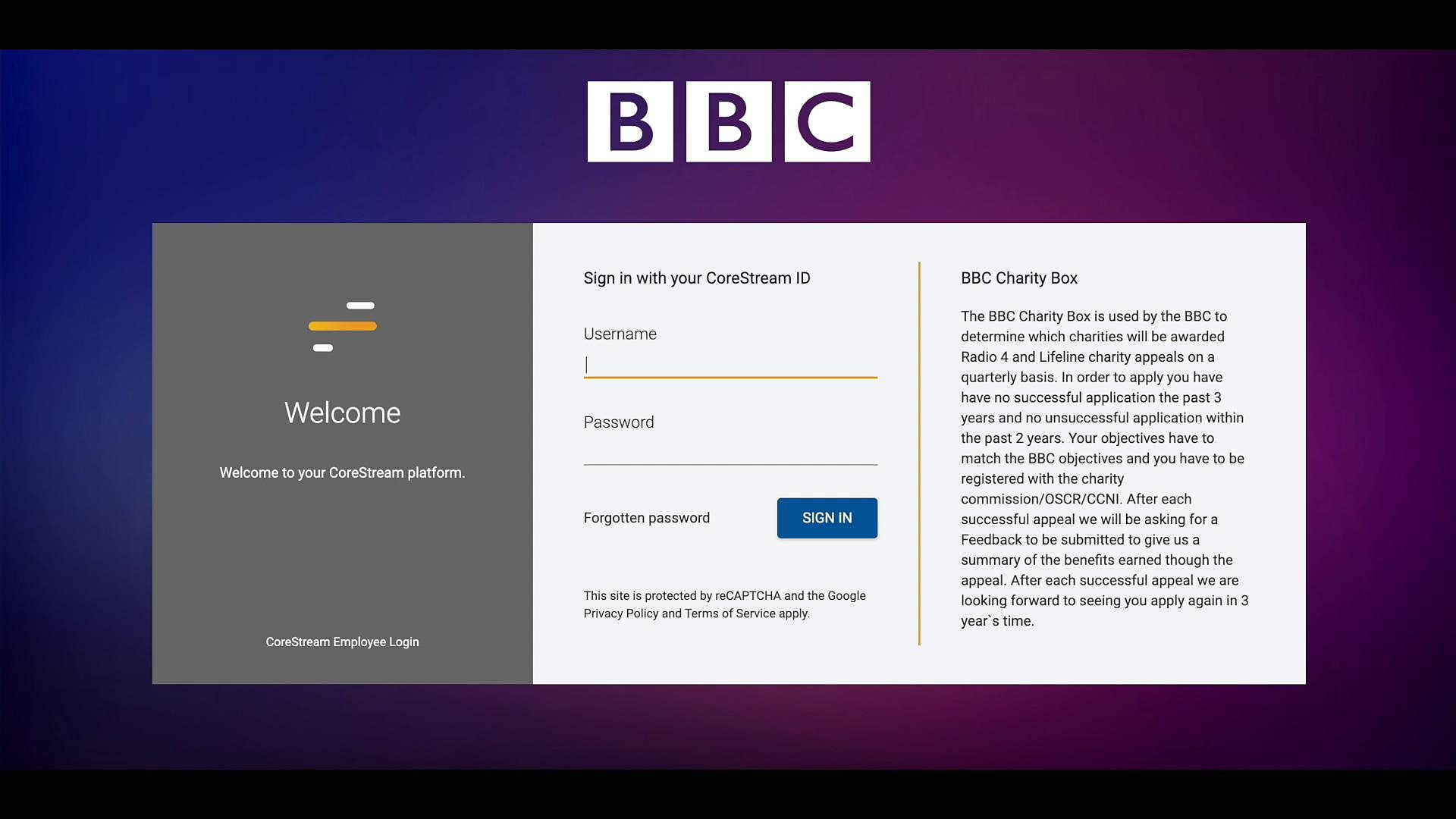 BBC Charity Box Login - Charity Login