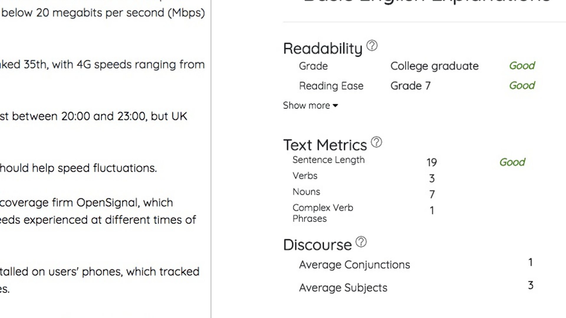 Basic English Explanations (BeX)