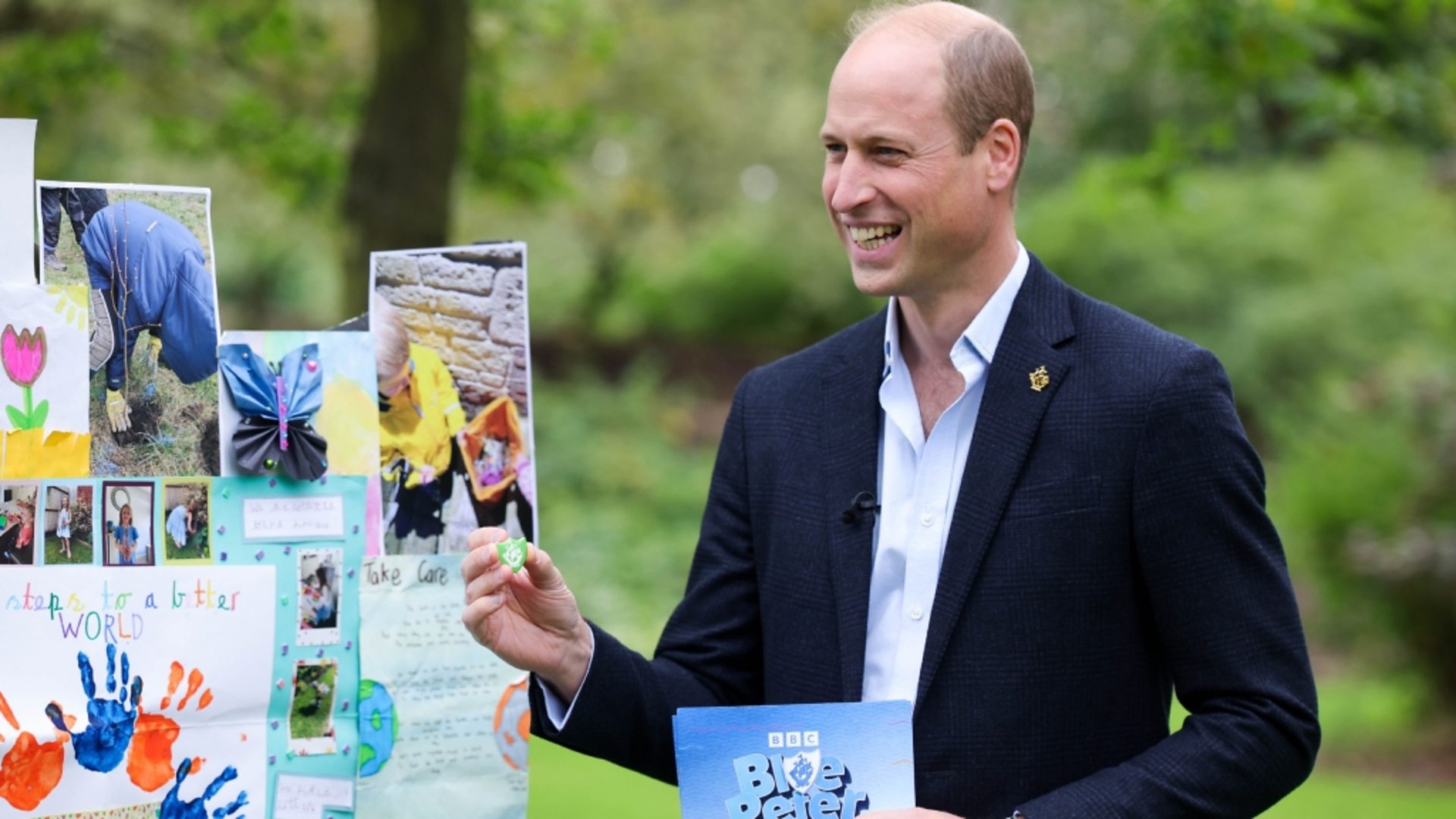 His Royal Highness The Prince of Wales is awarded a green Blue Peter ...