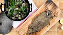 Plank cooked Dover sole, samphire and mussels recipe - BBC Food