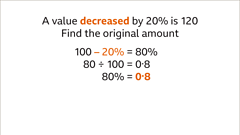 How to work out a percentage original value before percentage decrease ...