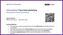 7 tips to beat cyberbullying - BBC Teach