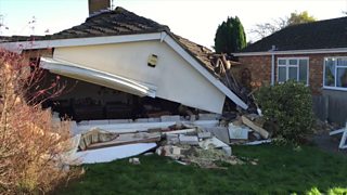 Bungalow destroyed by exploding aerosol in Walton-on-the-Naze - BBC News