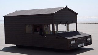 Motorised shed returns to break 100mph land speed record - BBC News