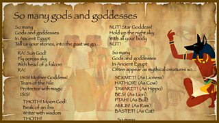 KS2 Music: Ancient Egypt. Song: 'So many gods and goddesses' - BBC Teach