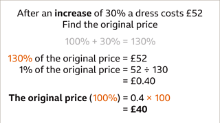 How to work out a percentage original value before percentage decrease ...