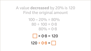 How to work out a percentage original value before percentage decrease ...