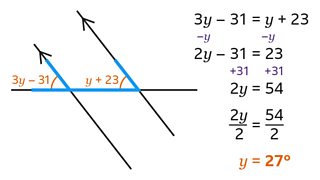 How to calculate angle in parallel lines - BBC Bitesize