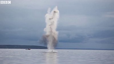 'Royal Oak torpedo' blown up at sea off Orkney - BBC News