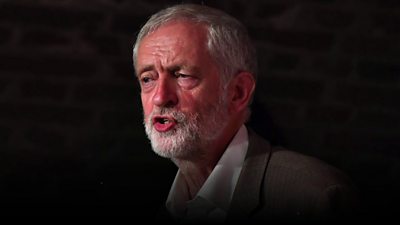Corbyn speech stopped by protesters - BBC News