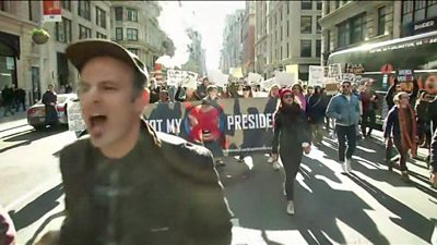 US election: anti-Trump protests continue in New York - BBC News