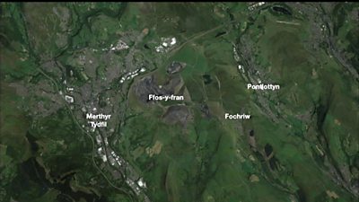 Animated map of Ffos-y-Fran opencast mine near Merthyr - BBC News